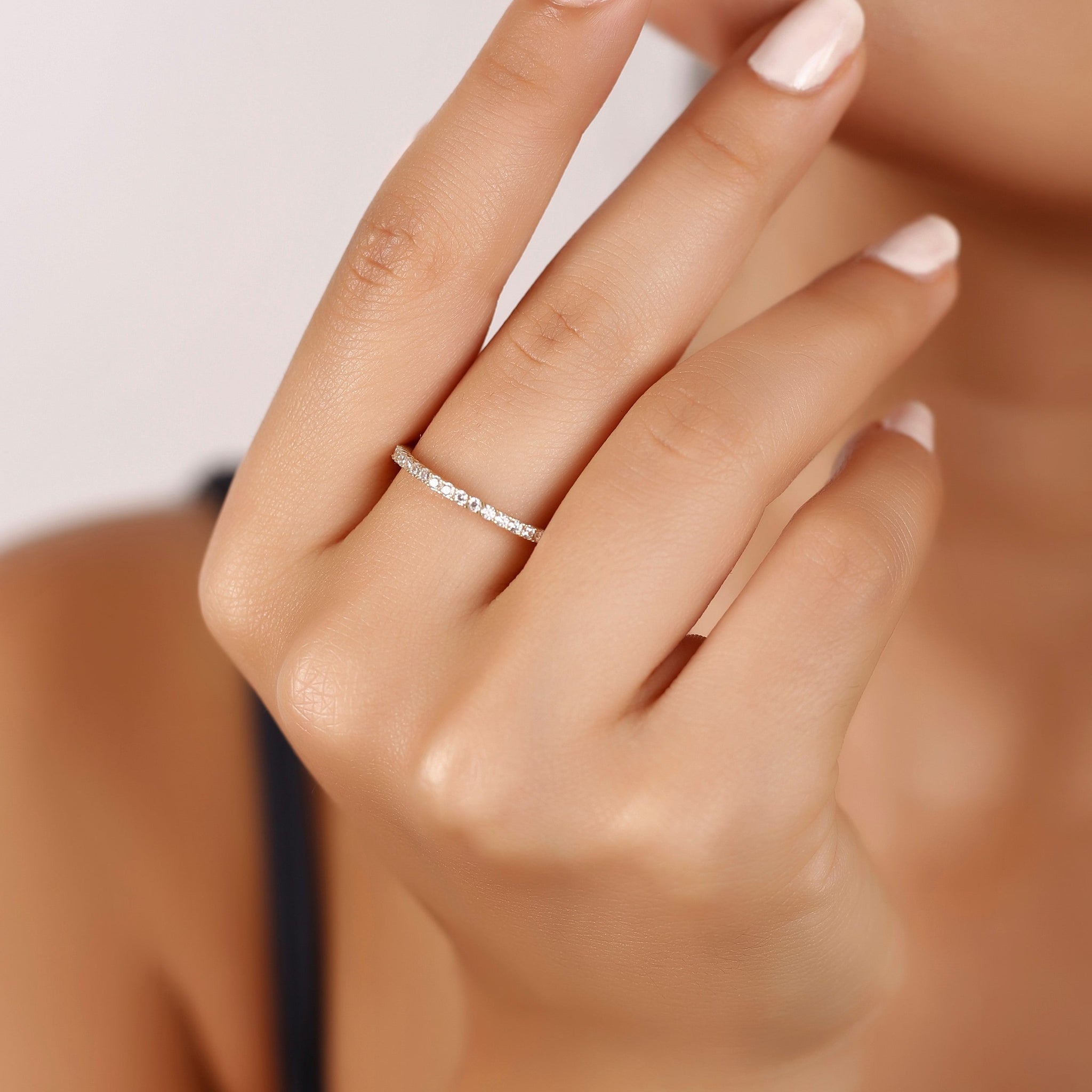 14K Solid Gold Thin Eternity Ring – OnzeJewellery